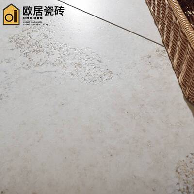 法式古堡风莱姆石仿古砖600x1200客厅防滑地砖酒店工装复古瓷砖