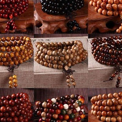 檀木108颗转运佛珠黑檀绿檀黑花梨念珠手炼男女情侣手串