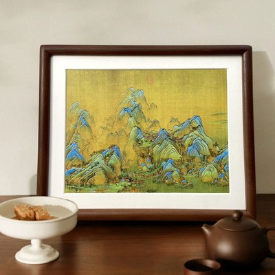 千里江山图铜雕画摆台入户门口相框摆件客餐厅桌面电视机柜装饰画