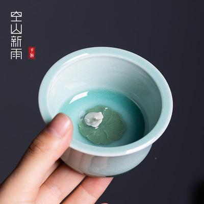 空山新雨龙泉青塘TVR瓷国风荷蛙趣人纯手工主杯陶瓷品夫茗杯功茶