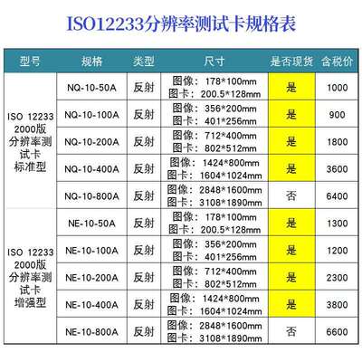 ISO12233分辨率测试卡镜头SFR解析度MTF清晰度测试图标定板/chart