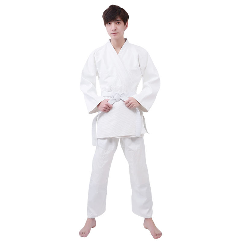比赛训练柔道服装 男女道服西柔术服 成J人儿童白色蓝色加厚灯芯
