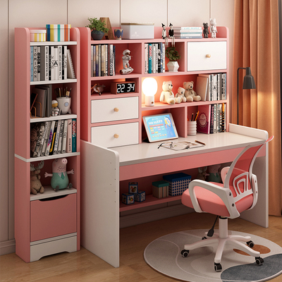 儿童书桌书架书柜一体桌子小学生卧室写字学习桌S椅套装家用电脑