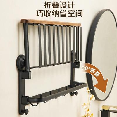 吸盘胡桃VMU木巾架浴室置物架免打厕毛所孔高端卫生间间洗手浴巾