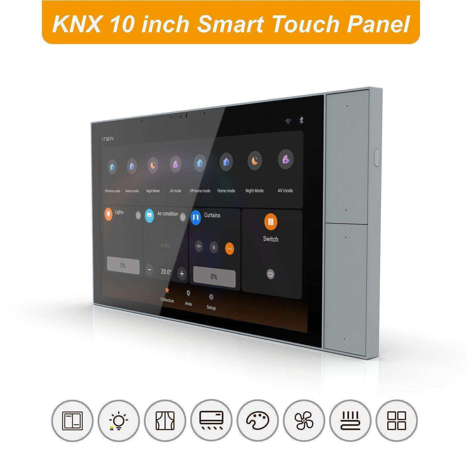 KNX 10英寸智能触摸屏支持多场景多设备智能家居互联智能中控屏