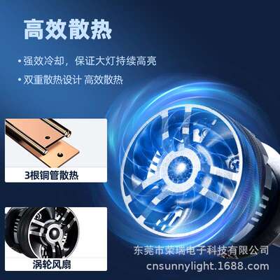跨境新品三铜管大功率150W汽车LED大灯4300K暖白光LED车灯H7灯泡