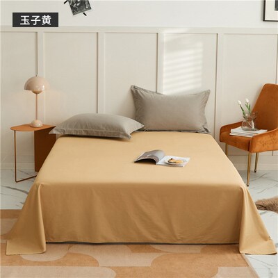 T07磨毛100支纯棉床单1.5m床1.8m床笠单品简约纯色双人加厚床单