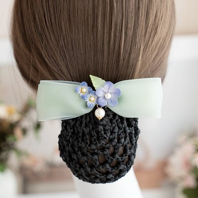 立体高级感头花女职业盘发网兜国风酒店银行邮T政护士发网粗细网