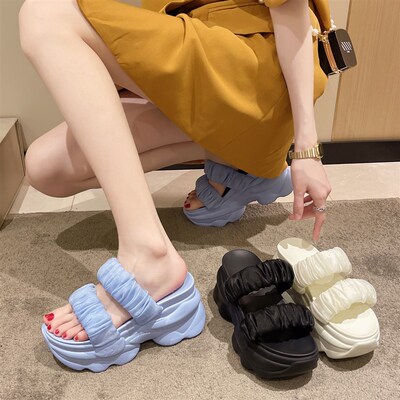 婚鞋厚底松糕拖鞋女夏外穿时尚坡跟2C024年新款增高9CM爆款凉拖鞋