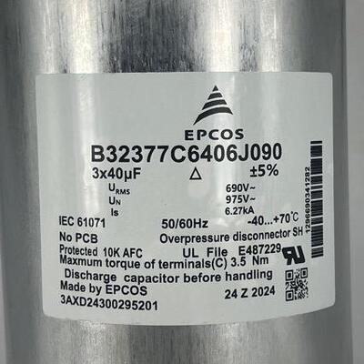 B32377c6406j090 3x40uf 风电专用EPCOS滤波电容