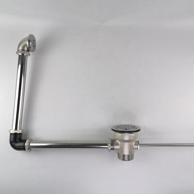 商用摇柄去水带开关水槽下水器铜芯不锈钢星盆曲棍去水装置器