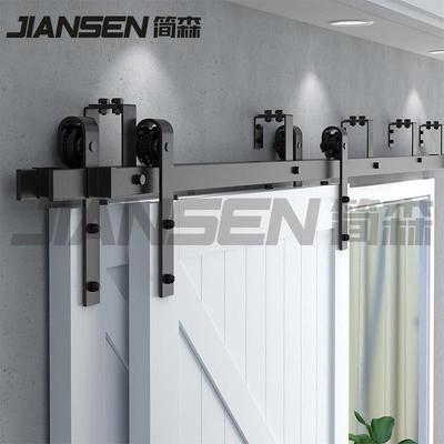 吊轨前后双轨双开谷仓门滑轨隔断移门平行经典双轨bypass双门吊轨