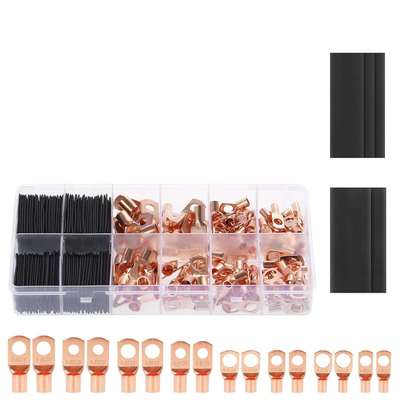 跨境260PCS盒装窥口铜鼻子接线端子冷压端子连接器热缩管套件