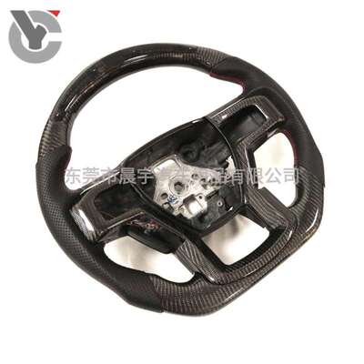 适用福特猛禽二代F150350撼路者RANGER探险者碳纤维LED竞速方向盘