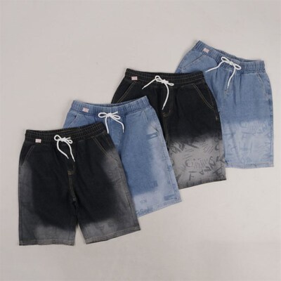 水洗牛仔短裤靓仔!男女均可穿!时尚松紧腰夏季宽松潮流休闲男裤