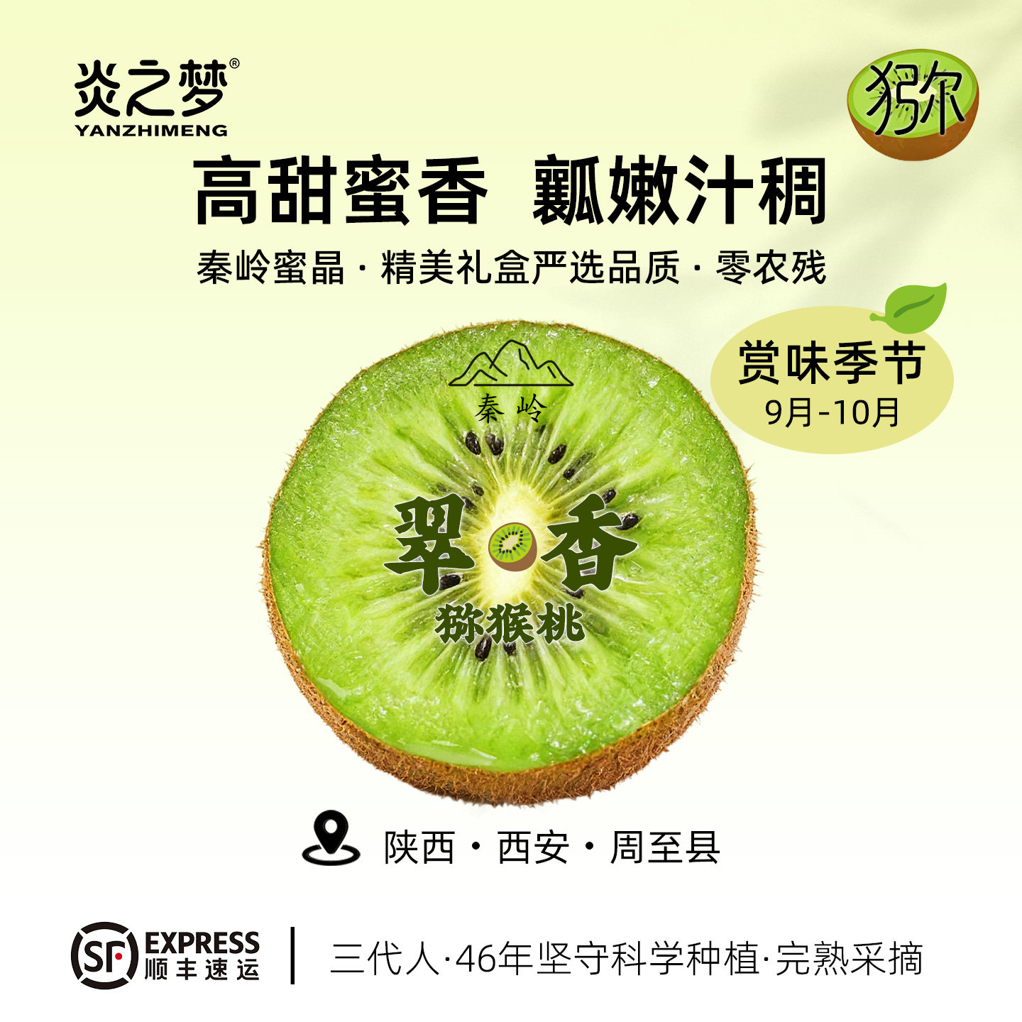 陕西周至翠香猕猴桃绿心奇异果官方旗舰店严选礼盒装新鲜水果顺丰