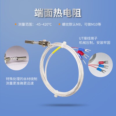 端面热电阻WZPM-201轴承测温探头PT100螺纹M8*0.75温度探头电机