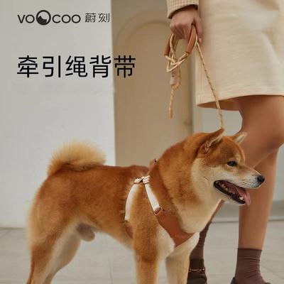 蔚刻VOOCOO狗狗牵引绳中小型犬背心式宠物胸背带皮革金属环遛狗绳