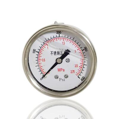 供全钢充油耐振压力表不锈钢轴向注油横装YNBF60Z 400PSI 2.75MPA