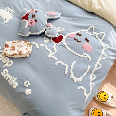 网红款可爱卡通j全棉水洗棉四件套少女心小清新儿童床上用品三件