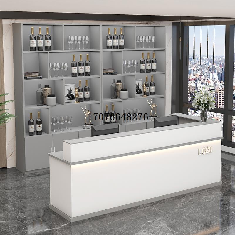 超市收银柜台转角吧台柜落地酒柜组合餐厅酒店前台桌接待台商用柜