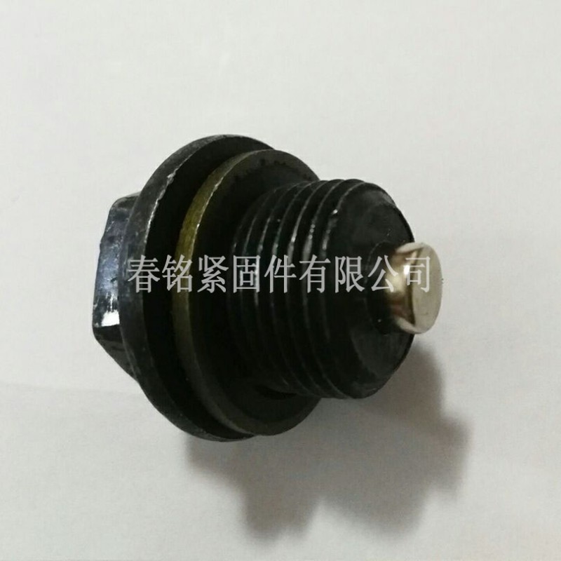 磁性堵头外六角法兰面强磁螺塞丝堵汽车油底壳带磁放油螺丝M12M14