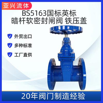 BS5163暗杆手动弹性座封软密封闸阀球磨铸铁闸阀DN65