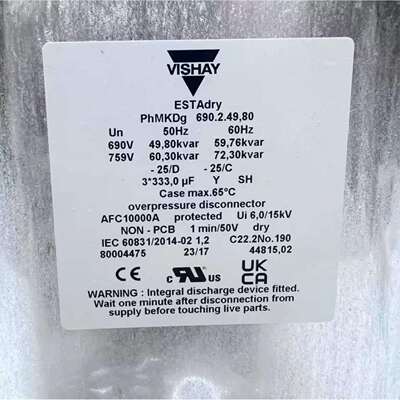 VISHAY原装威世 PHMKP660.3.22.90-84 工业电力电容 660v3*55.8uf