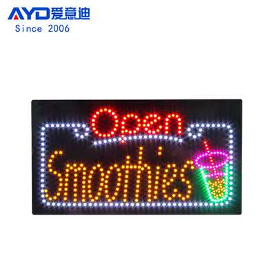 跨境LED广告牌亚克力招牌炫彩动画定制 LED Open Smoothies Sign