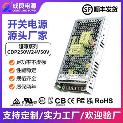 UKCA认证24V50V250W超薄恒压恒流光固化双路输出开关电源生产