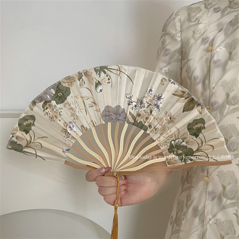 古风折扇水墨中国风汉服旗袍新中式随身便携折叠夏天小扇子舞蹈扇