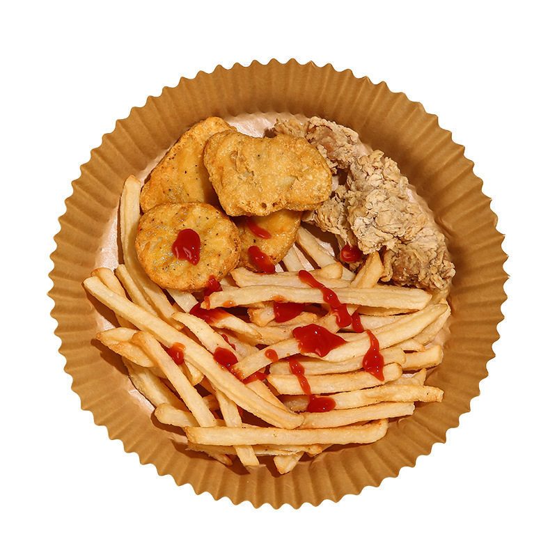 空气炸锅纸盘烘焙家用硅油纸托薯条烧烤不粘底吸油纸圆形食物垫纸