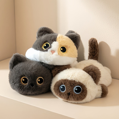 趴姿暹罗猫三花猫咪玩偶生日礼物