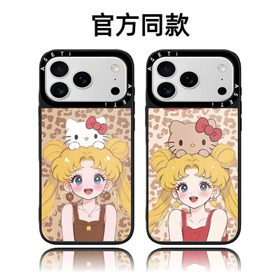 CASETiFiY联名豹纹黑皮Hellokitty美少女16pro适用iPhone17promax苹果15Plus手机壳14磁吸卡通13华强北平替女