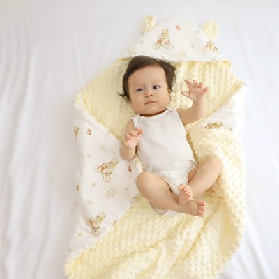 宝宝秋冬季加厚款婴儿豆豆毯新生儿抱毯包巾包被婴儿产房包单抱被