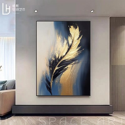 大芬村手绘油画客厅装饰画轻奢高级感入户进门生财玄关画抽象挂画