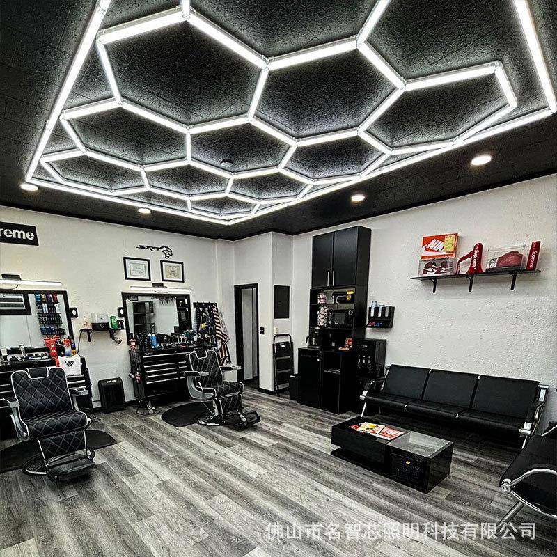 蜂窝设计布局照明汽车工位照明蜂窝灯具220v理发店灯11孔