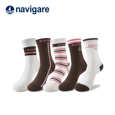 Navigare意大利小帆船女士中筒袜10A抗菌防臭防滑透气秋冬款棉袜
