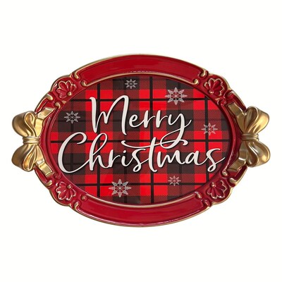 复古装饰托盘家居装饰,节日圣诞红色文字风格 erry Csas