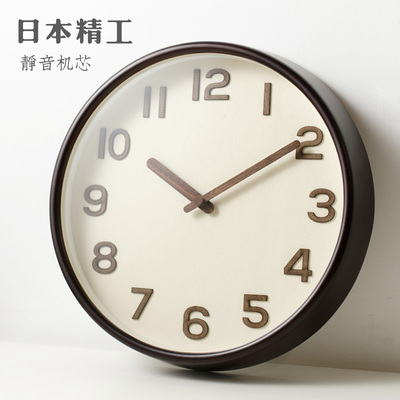 静音拄钟客厅简约时钟精工机芯实木钟表家用时尚石英钟