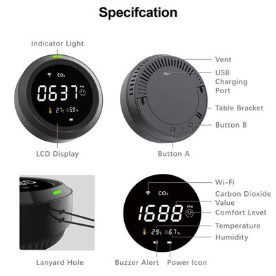 Carbon dioxide detection instrument Portable air quality mon