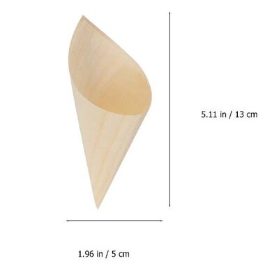 25 Pcs Disposable Wooden Cones Ice Cream Cups Party