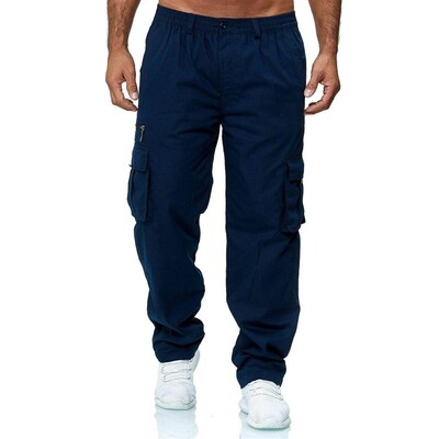Mens multi pocket straight leg work pants, outdoor long