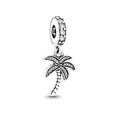 White Pave Cross Tree Wing Mom Silver Plated Fit Pandora Cha