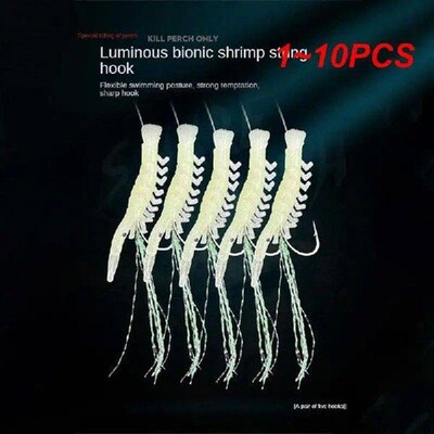 1~10PCS Luminous Shrimp Bait Jigs Soft Lure Soft Worm Fake