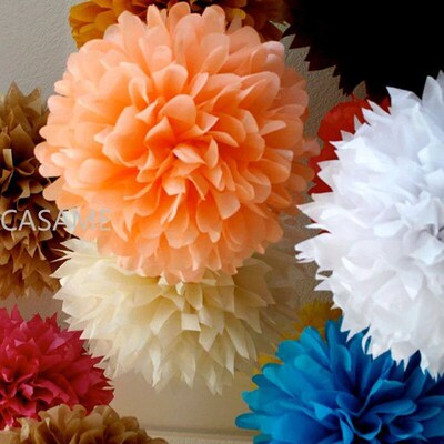 5pcs 10/15/20/25/30cm Tissue Paper Pompoms Flower Balls Wedd
