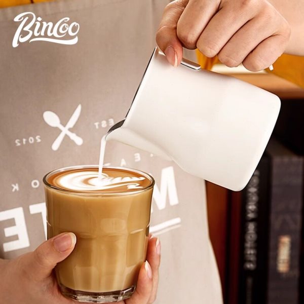 Bincoo咖啡拉花缸奶泡杯不锈钢尖嘴拉花杯450/600ml专业打奶缸