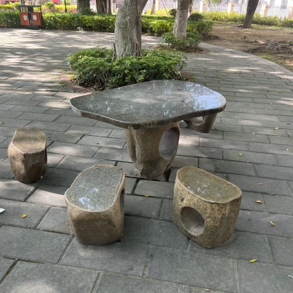 鹅卵石桌石凳整石头桌椅茶桌自然石户外庭院广场公园石雕摆件装饰