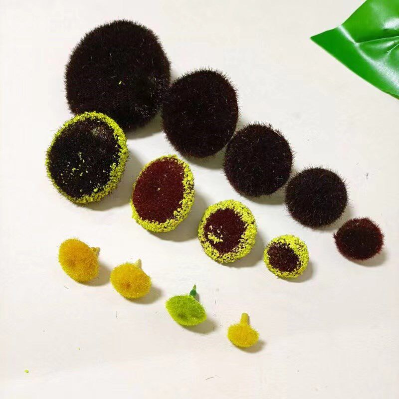仿真向日葵小雏菊植绒花心花蕊黄色太阳花菊花绒毛花心丝网花材料