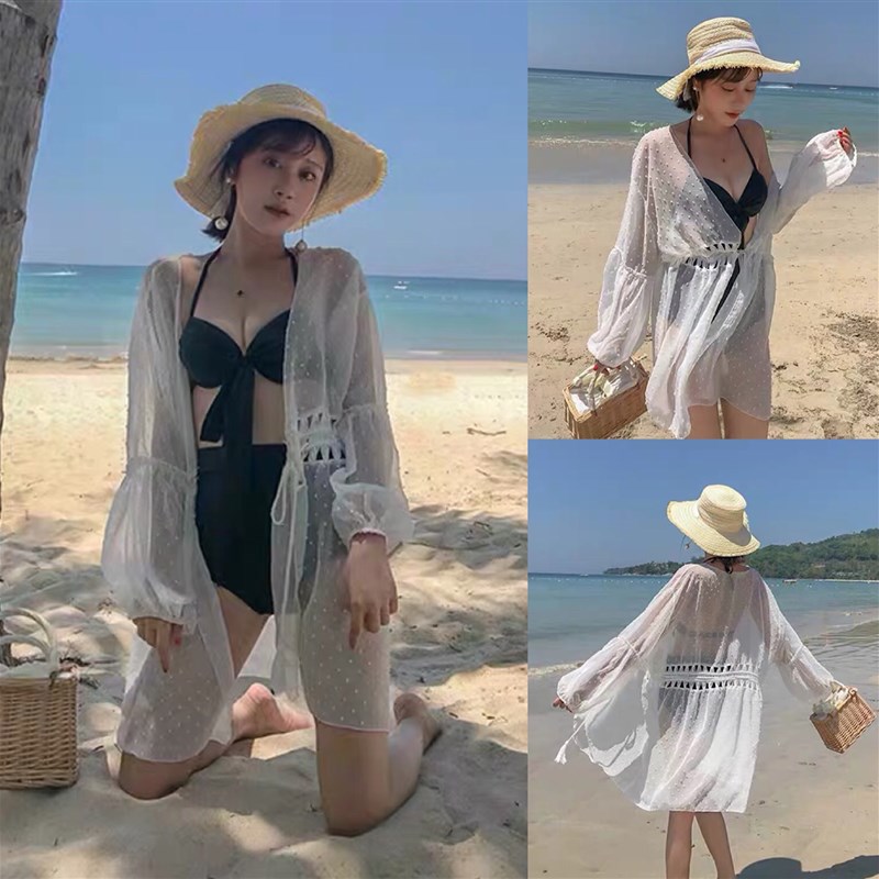 海边度假蕾丝开衫沙滩外塔防晒泳衣比基尼罩衫可下水小披肩外套女